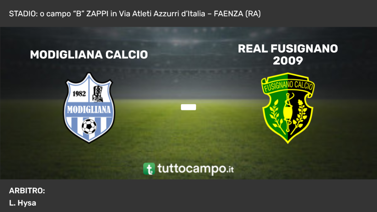 Modigliana Calcio vs Real Fusignano 2009, il tabellino - Emilia-Romagna