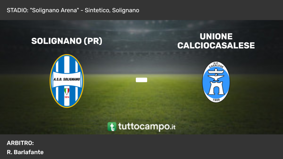 Solignano vs Unione Calciocasalese, il tabellino - Emilia-Romagna
